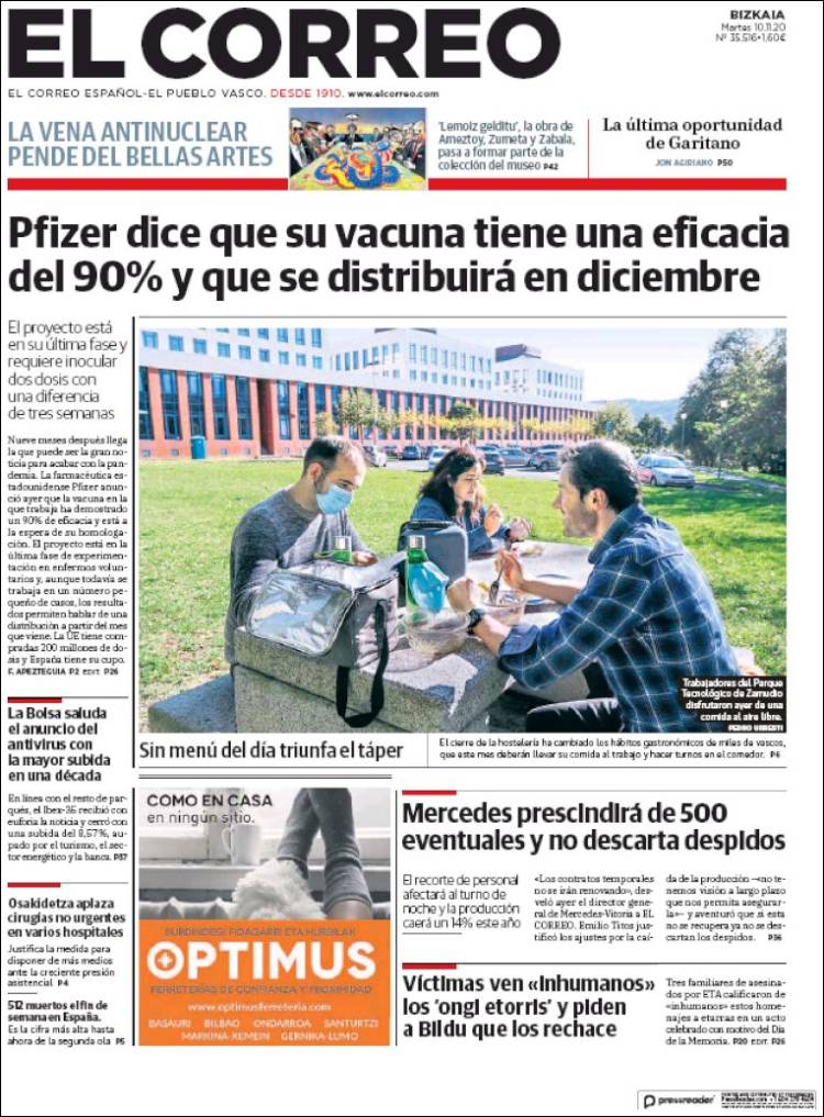Portada LEVANTE Hoy, edición impresa periódico