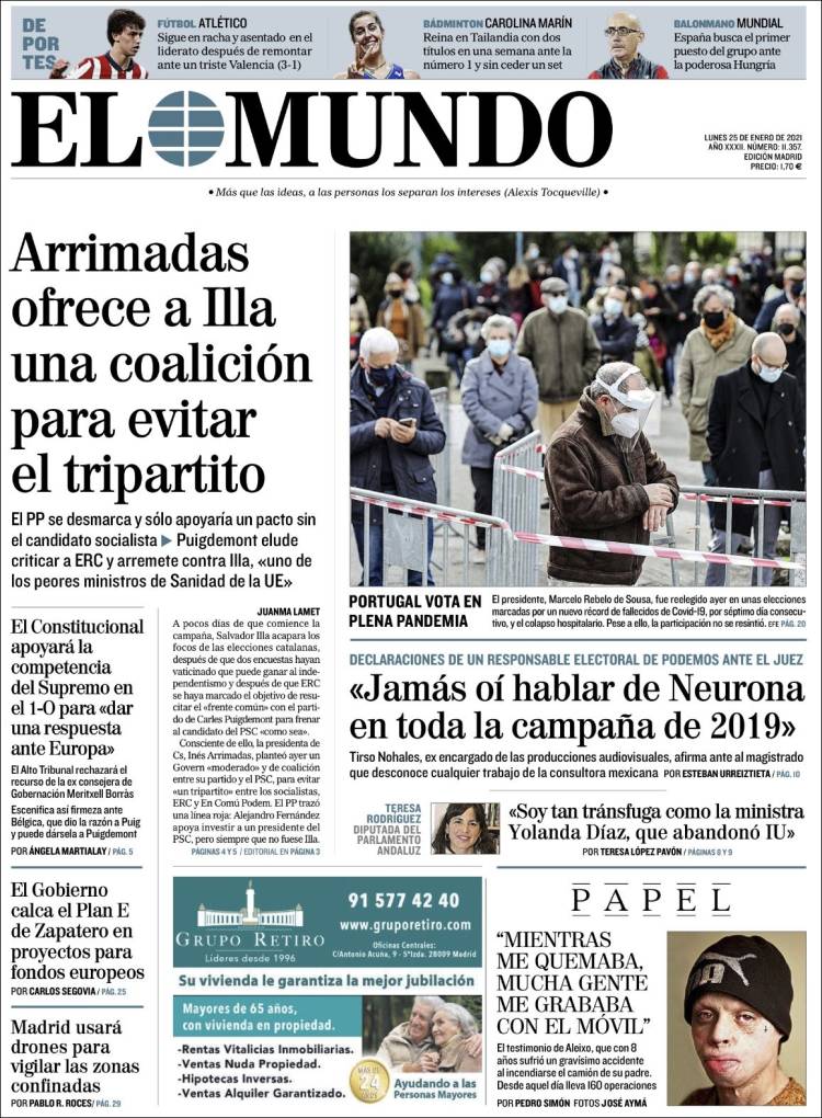Portada de 20 MINUTOS Hoy, edición impresa periódico