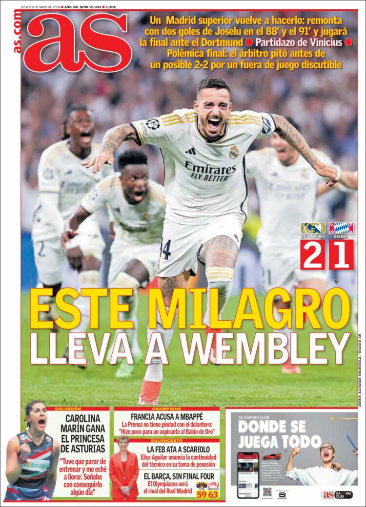 Portada de AS Hoy, edición impresa periódico
