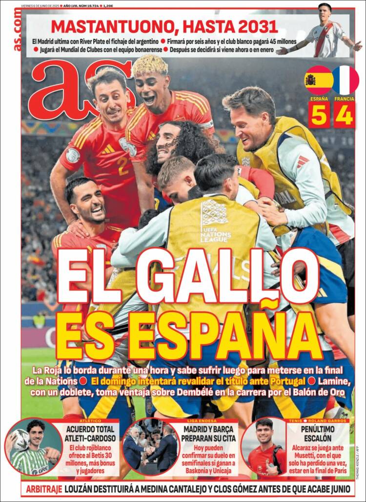 Portada del MARCA Hoy, edición impresa periódico
