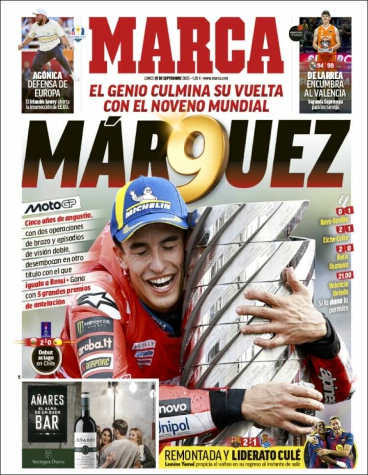 Portada del MARCA Hoy, edición impresa periódico